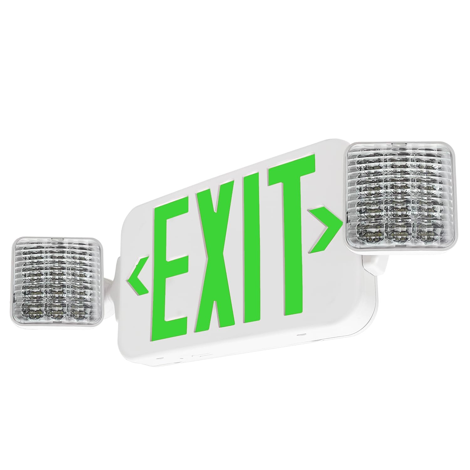 LFI Lights | Combo Green Exit Sign with Emergency Lights | White ...