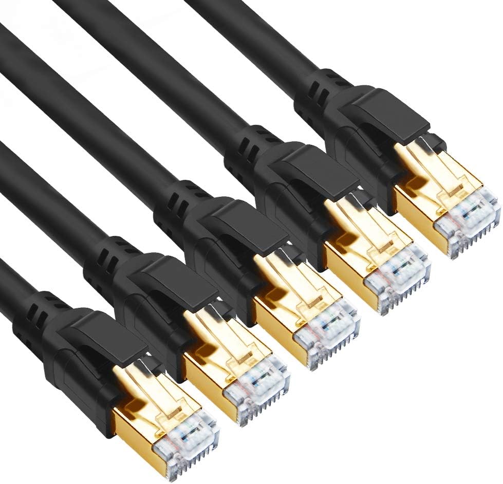 Amazon.com: Yauhody CAT 8 Ethernet Cable, 3ft (5 Pack) Ultra High Speed ...