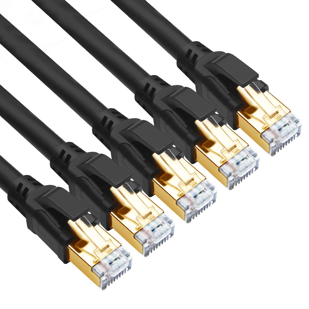 Yauhody CAT 8 Ethernet Cable, 1.5ft (5 Pack) Ultra High Speed 40Gbps ...