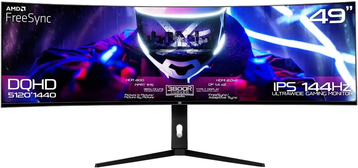 ADMI X= XEXUL49 1440p 49" DQHD Ultrawide Nano IPS 144Hz Curved Gaming ...