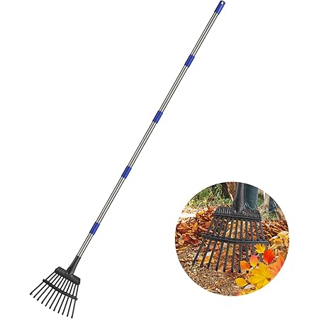 Amazon.com : Leaf Rake for Leaves, 8" Wide Heavy Duty Metal Garden Rake ...