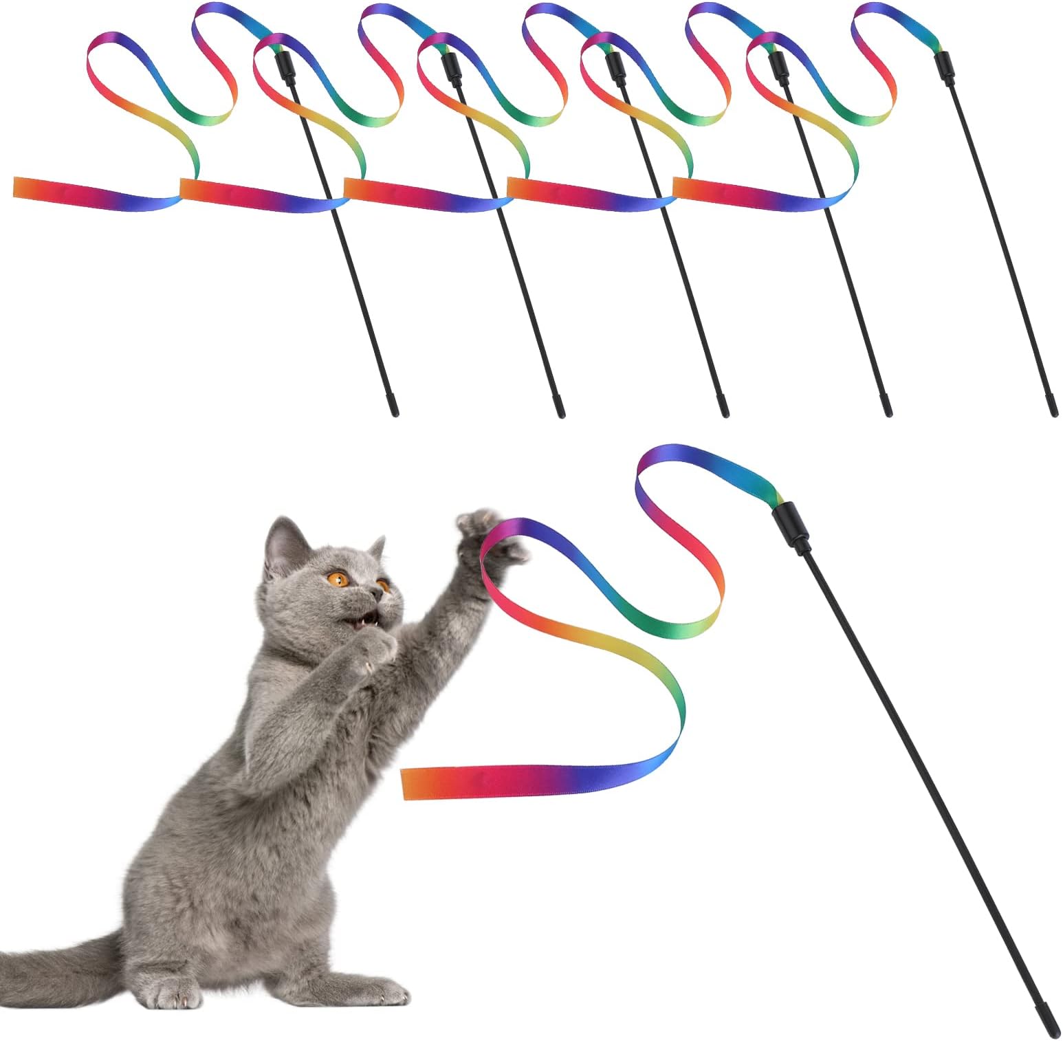 Amazon.com : Molain Cat Wand Interactive Toy, 5Sets Colorful Fabric ...