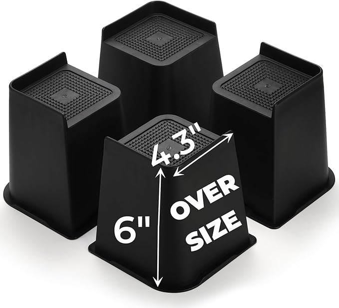 Hiceeden 4 Pack Heavy Duty Bed Risers, 6 Inch Lift Couch Furniture ...