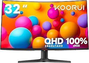 Amazon.com: KOORUI 32 inch Monitor 2K Curved Gaming Monitor 1440p 144hz 170hz QHD 1500R Ultra ...