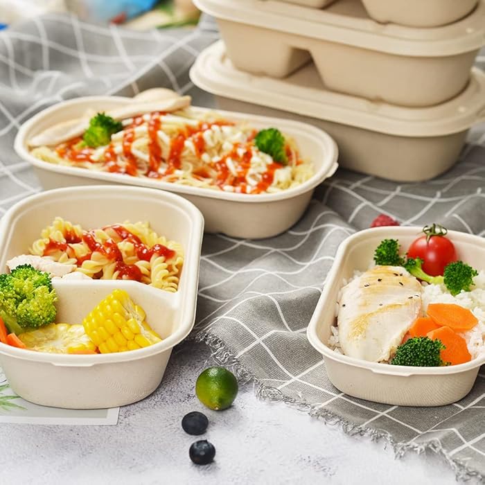 Buy XIAOHONG 50 Pack Biodegradable Food Containers, Compostable Food ...