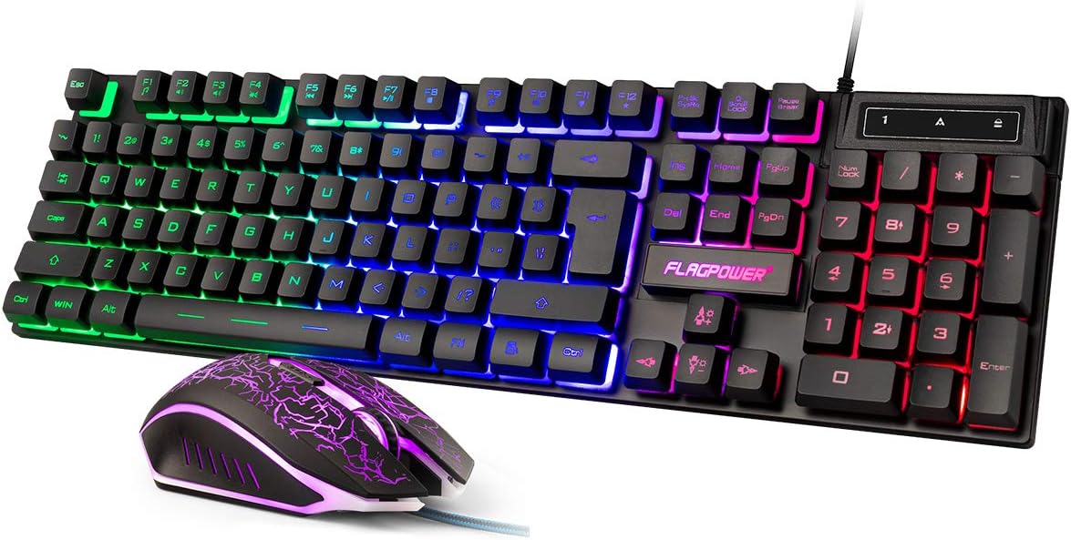 Amazon.com: FLAGPOWER Gaming Keyboard and Mouse Combo, Rainbow Backlit ...