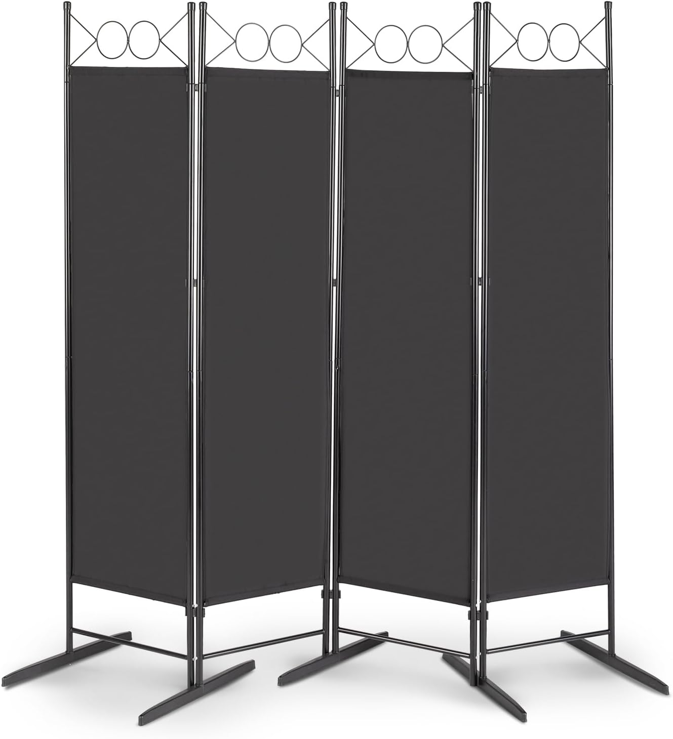 Folding Room Dividers, 4 Panels Black Movable Protective Privacy ...