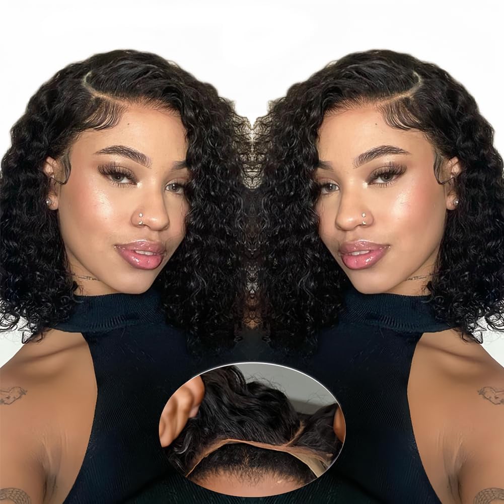 Amazon.com : Short Curly Wigs for Black Women Wear and Go Side Part ...