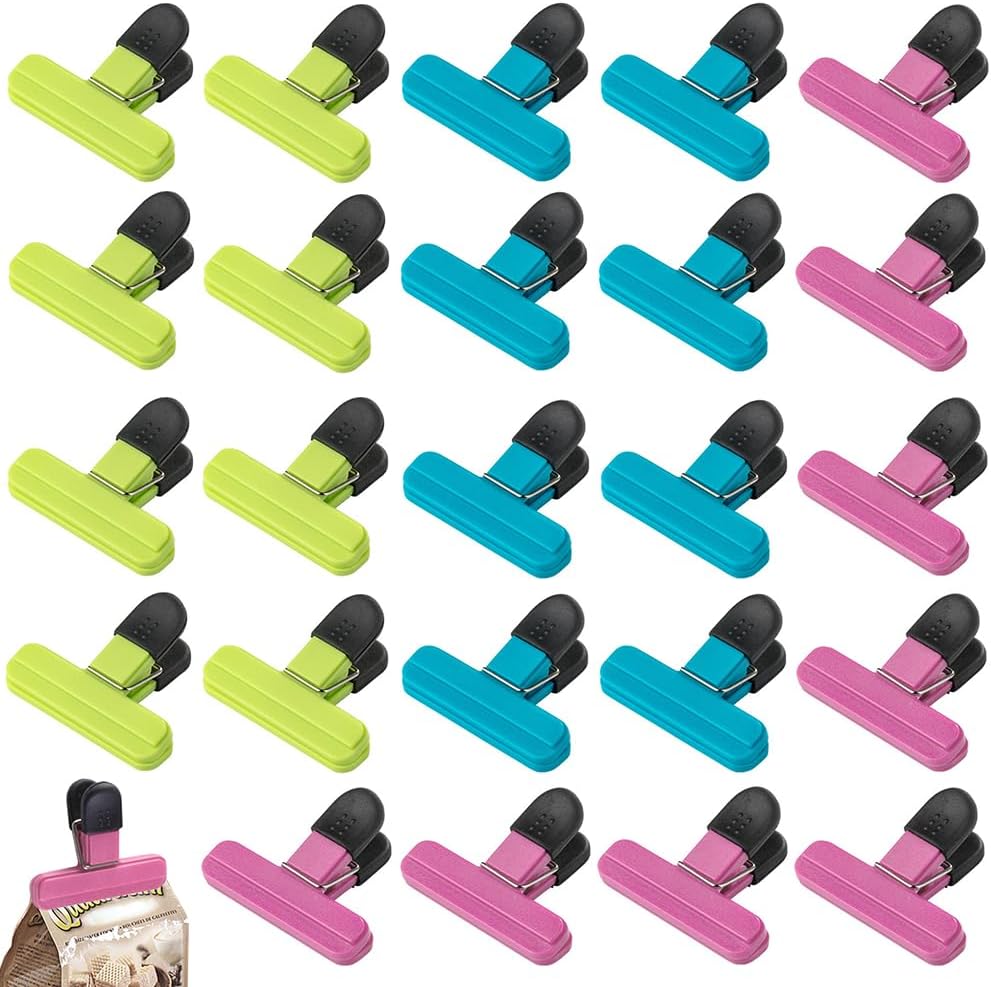Amazon.com: Airsnigi 24 Pack Chip Bag Clips, Assorted Colors Food Bag ...
