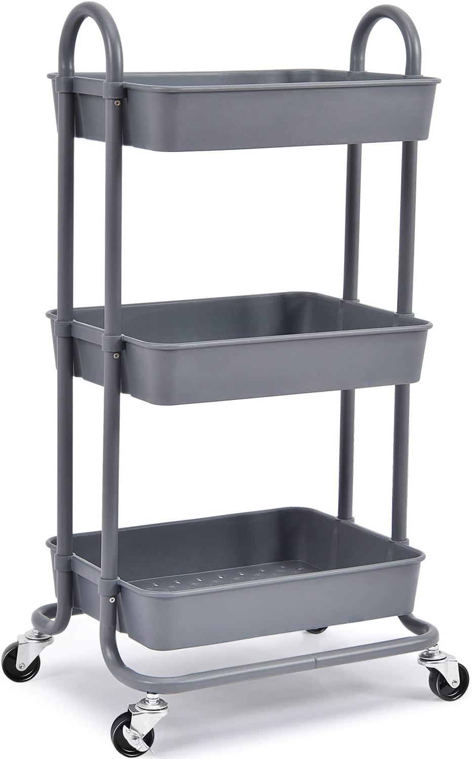 KINGRACK Storage Trolley Cart, 3 Tier Rolling Cart, Multi-Purpose ...