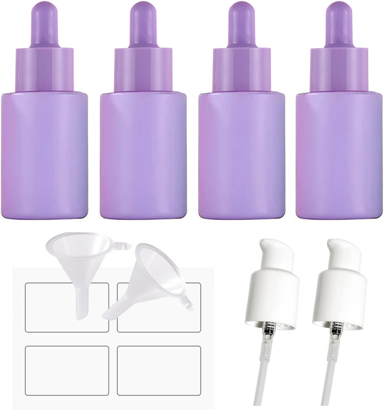 Amazon.com: AGENIZ 4 Pack Glass Dropper Bottles, Purple Coated with 2 ...
