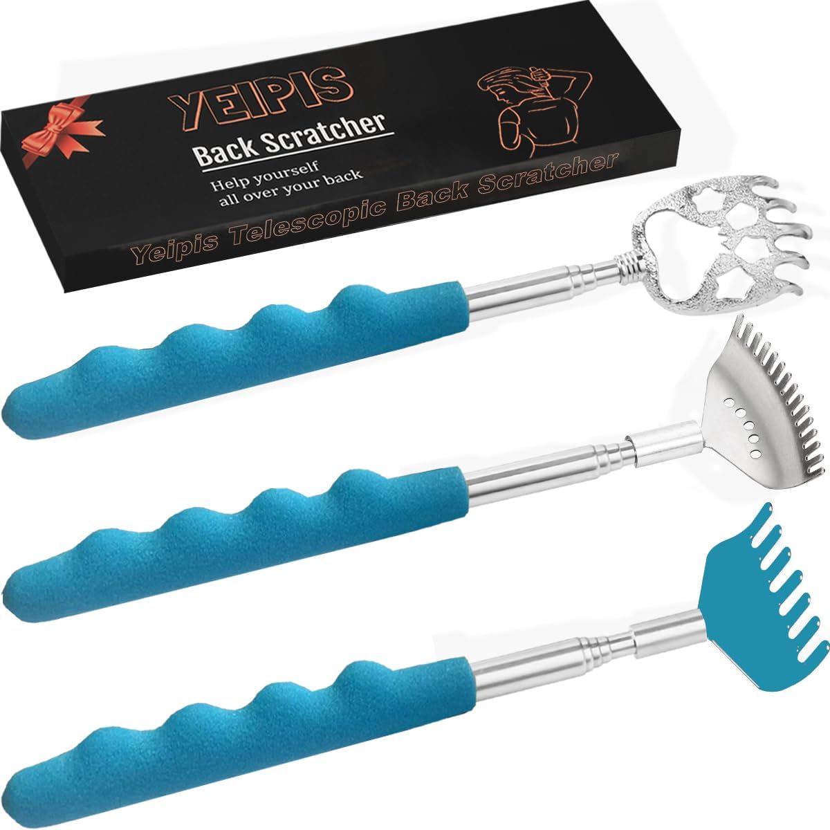 Amazon.com: Yeipis 3 Pack Different Back Scratcher Metal Portable ...