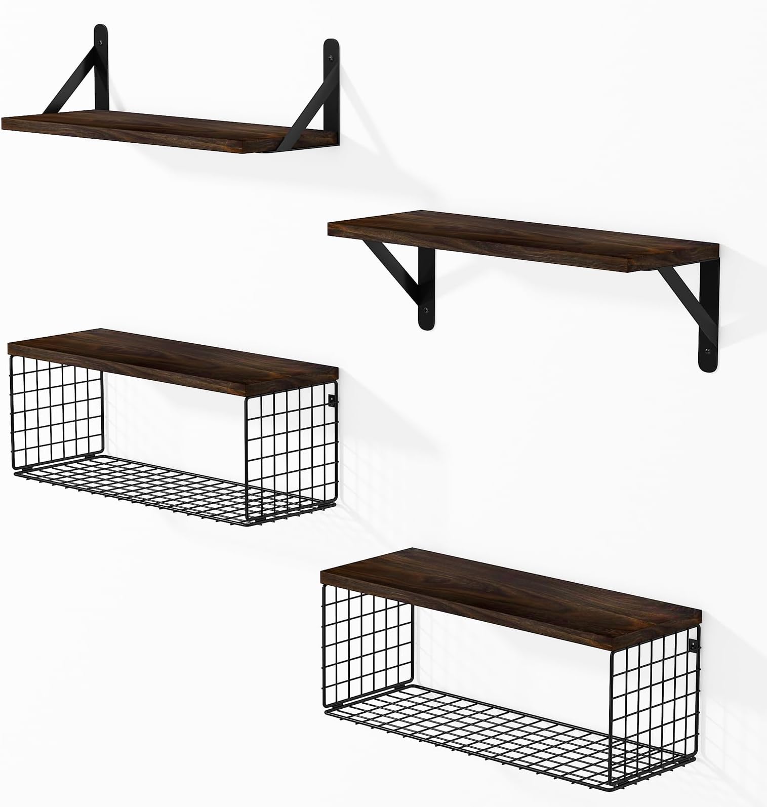 Amazon.com: Aiyome Wall Floating Shelves, Wall Mounted Shelf Set of 4 ...