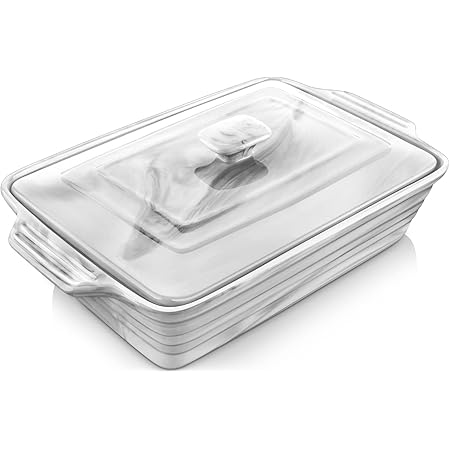 NUTRIUPS Rectangular Glass Casserole Dish With Glass Lid Glass Bakeware ...