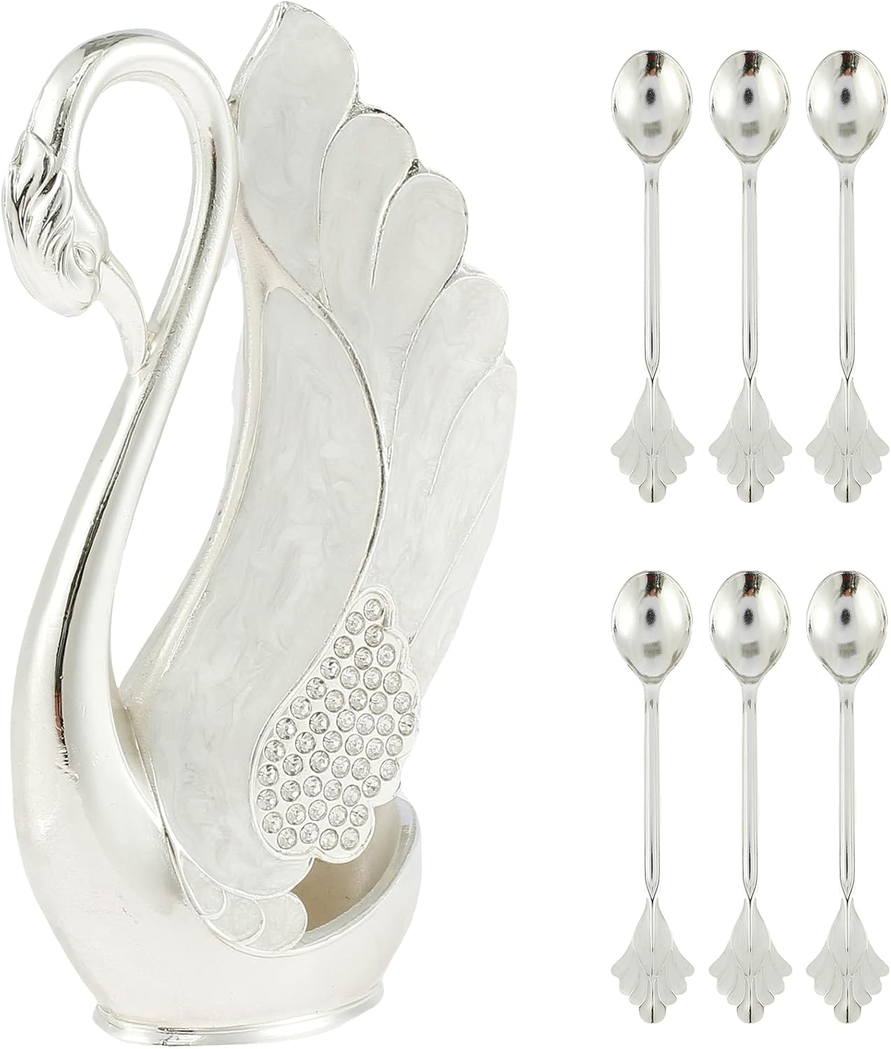 Amazon.com: Ihvewuo 6Pcs Coffee Spoon Set with 1 Swan Shape Base Holder ...