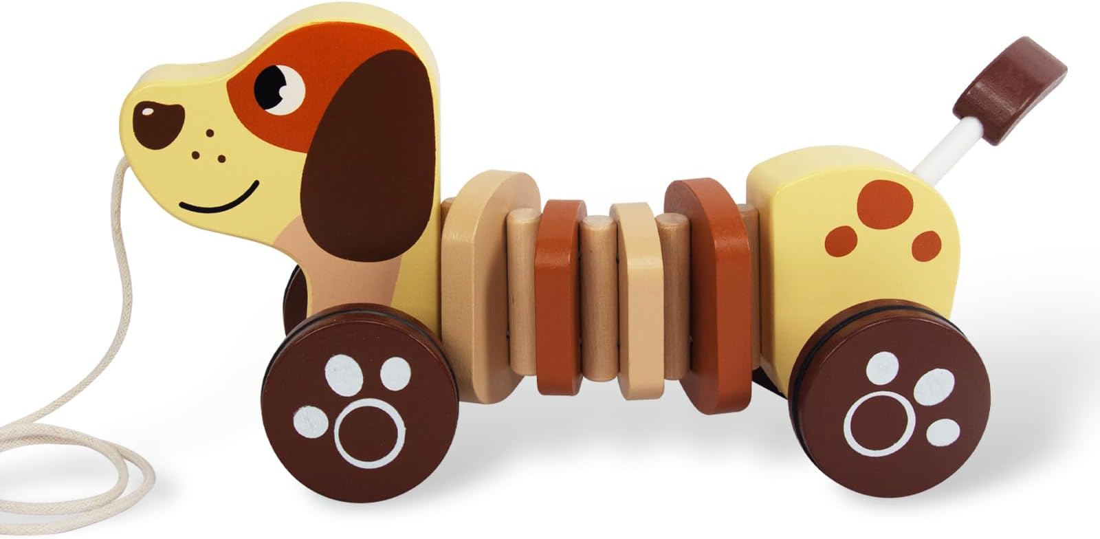 Amazon.com: LOVEVERY |The Pull Pup | Wooden Push Pull Toy, Black/White ...