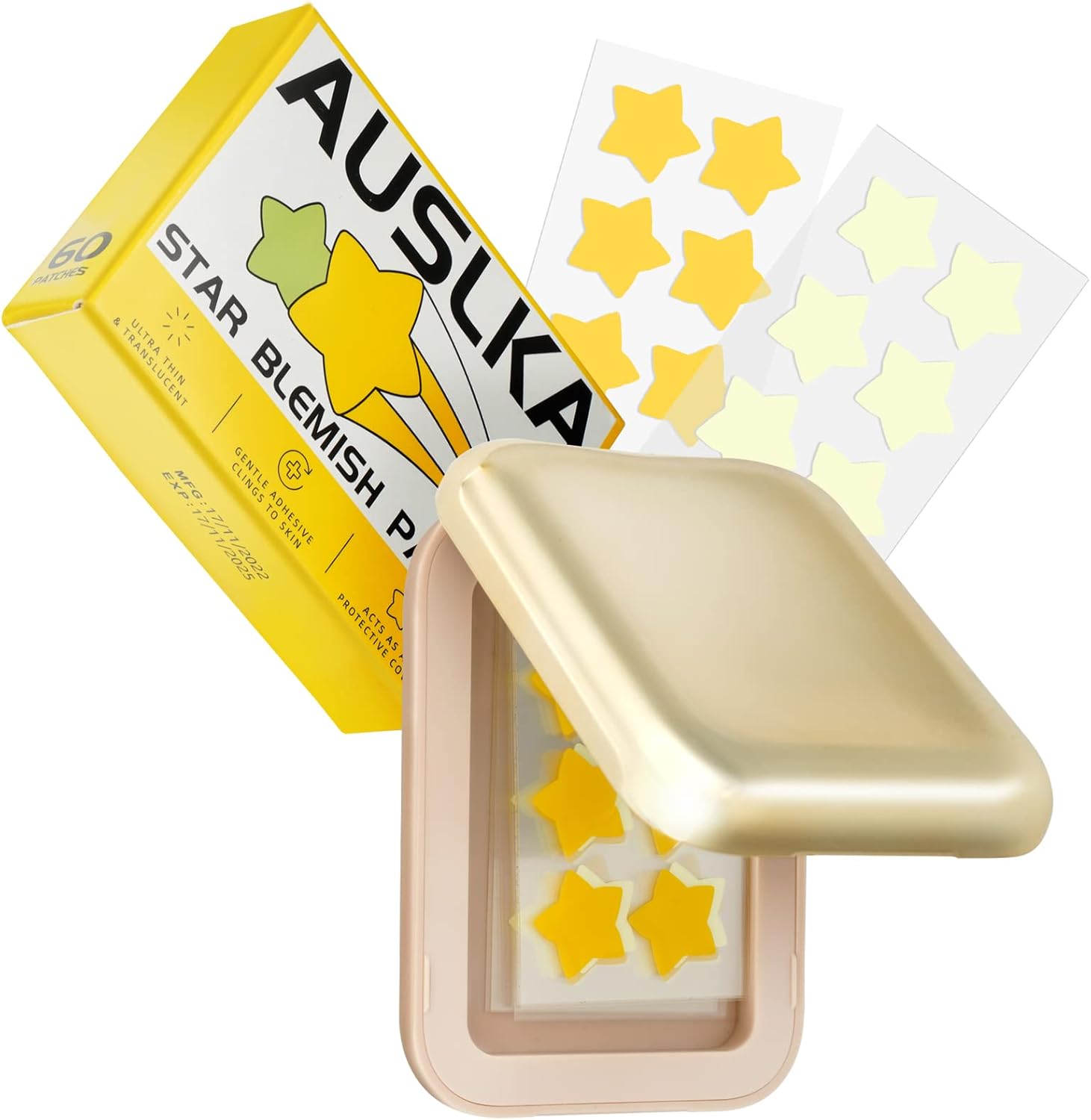 AUSLKA Star Pimple Patch - Hydrocolloid Spot Dots With Mirror 60 Count ...