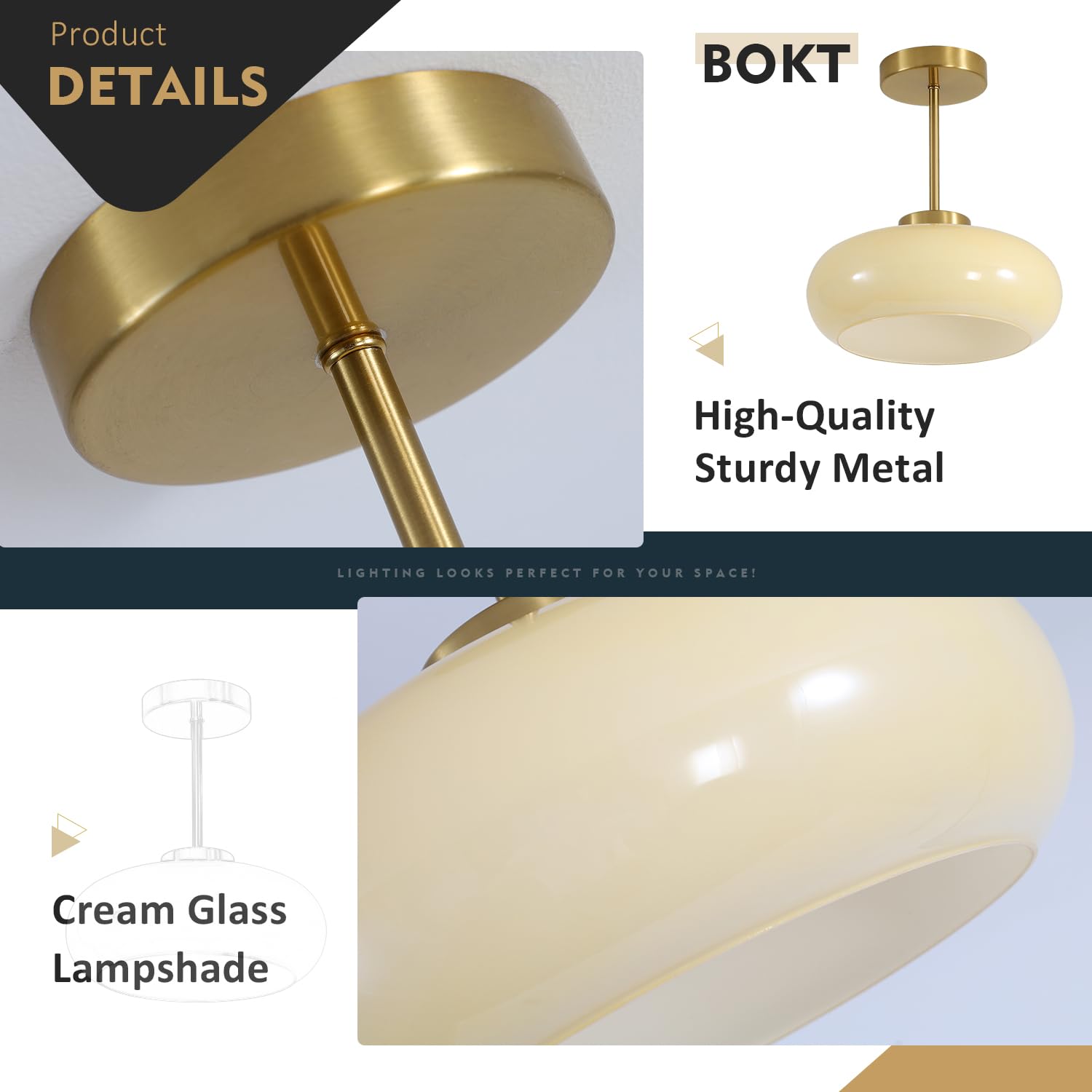 Snapklik.com : BOKT Large Yellow Glass Semi Flush Mount Ceiling Light ...