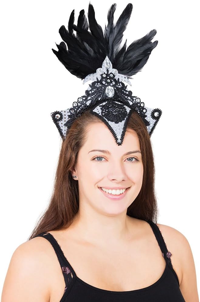 Bristol Novelty BA2125 Burlesque Headpiece Silver and Black, Womens ...