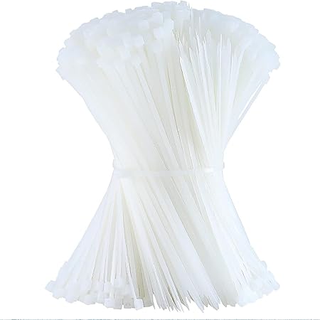 Amazon.com: White Zip Ties 8 Inch (1000 pack) Heavy Duty Self Locking ...