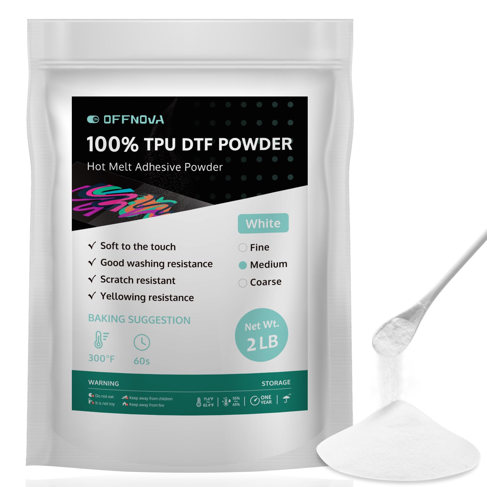 Snapklik.com : OFFNOVA DTF Powder For Sublimation 900 G /2 Lb White Hot ...