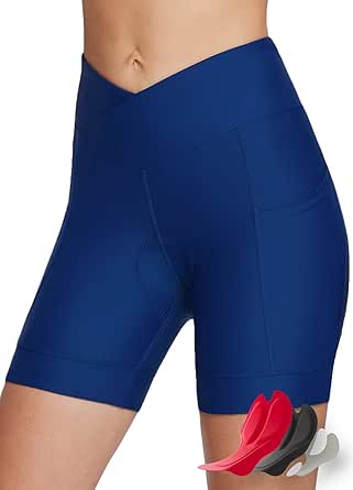 Amazon.com: baleaf Padded Bike Shorts Women, Biking Shorts 4D Padding Crossover Biker Underwear ...