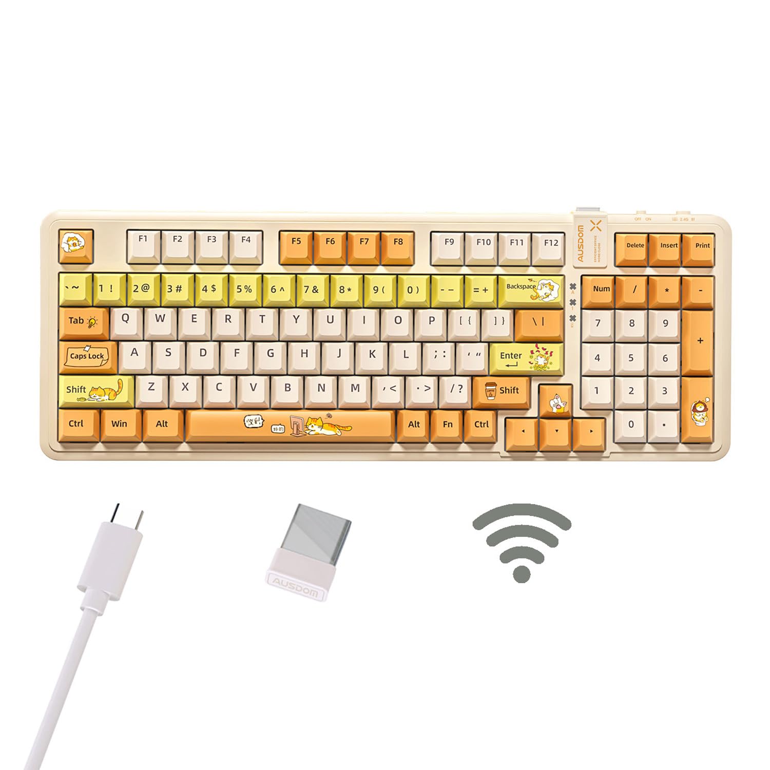 Amazon.com: AUSDOM 98Pro Wireless Mechanical Keyboard, Tri-Mode ...