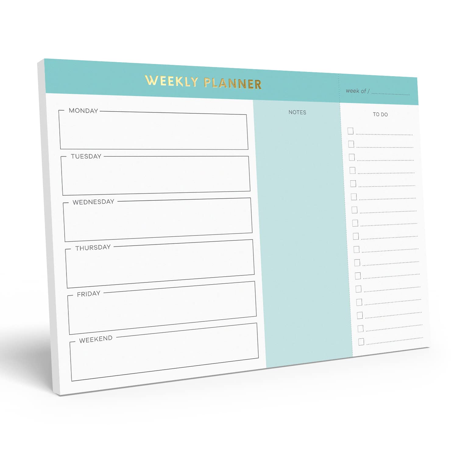 Sweetzer & Orange Weekly To Do List Pad. Teal Gold Weekly Planner ...