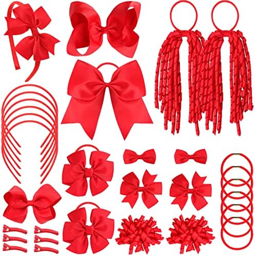 Amazon.com: 32PCS Red Hair Accessories Set by Oaoleer - Grosgrain ...