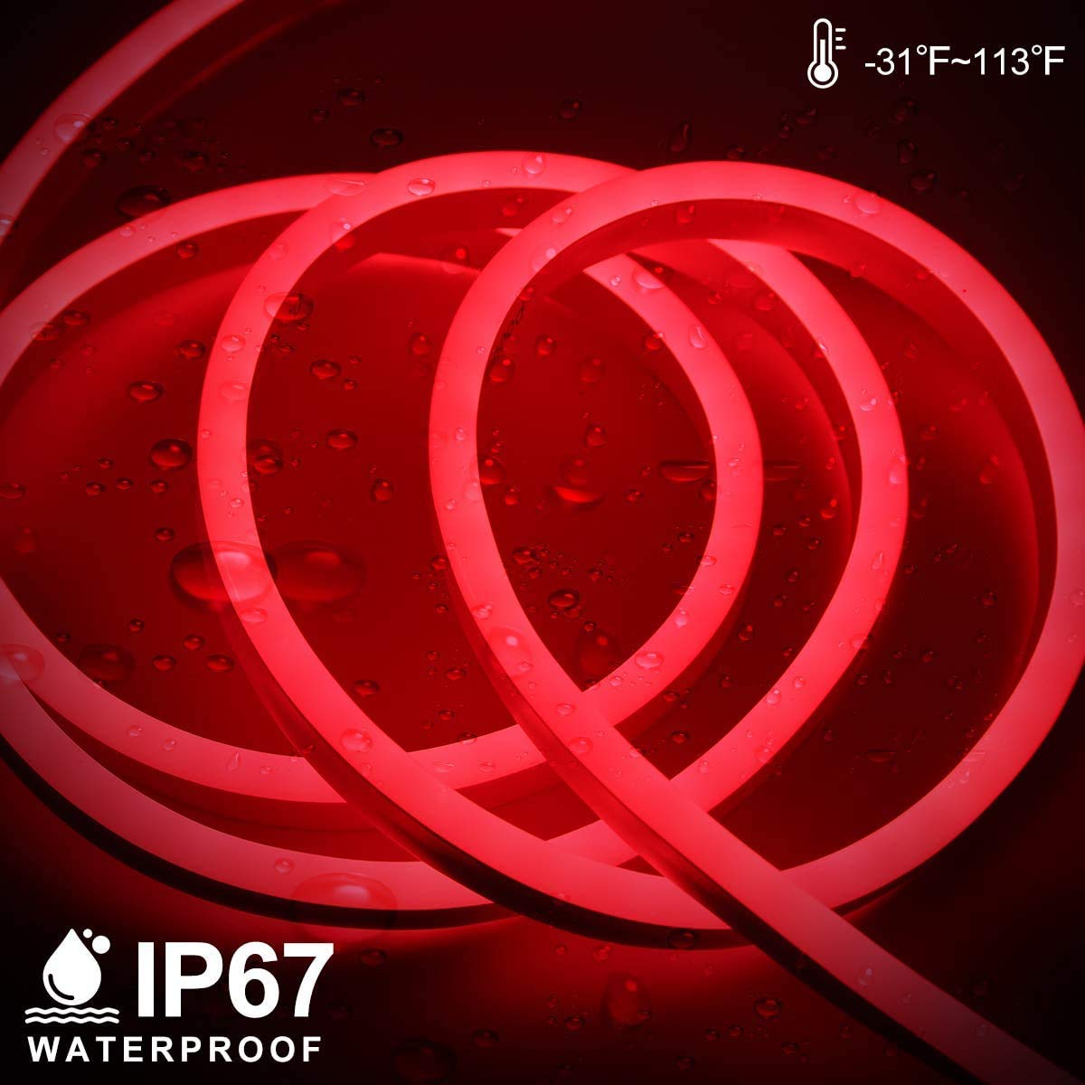 Snapklik.com : BRILLIHOOD LED Red Neon Strip Lights, 50ft Flexible Rope ...