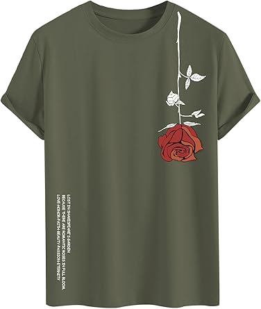 Amazon.com: SOLY HUX Men's Graphic Tees Vintage T-Shirts Floral Letter Print Crewneck Short ...