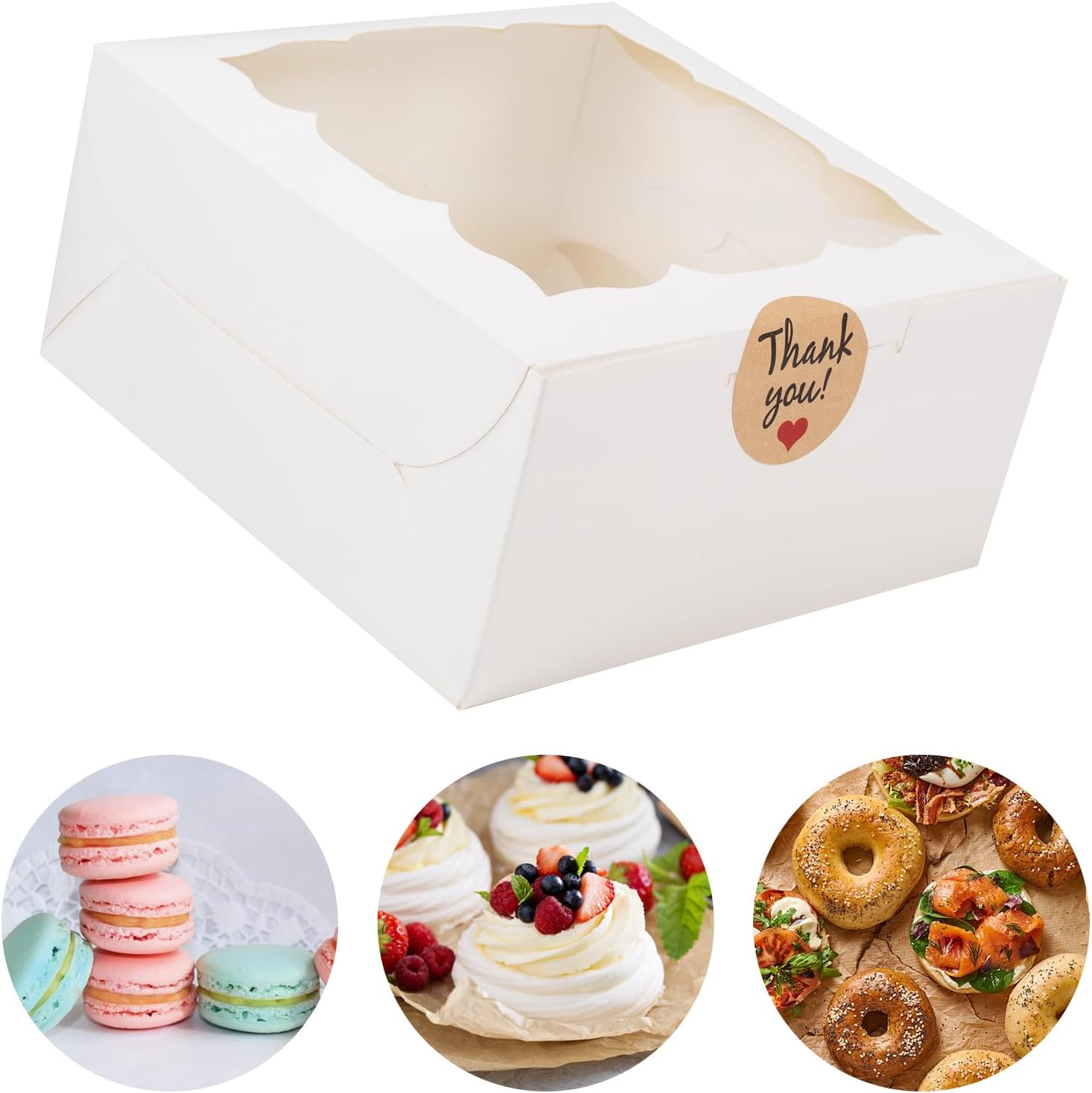 Amazon.com: AISEY 4x4x2.5 Inches White Bakery Boxes with Window, Cookie ...