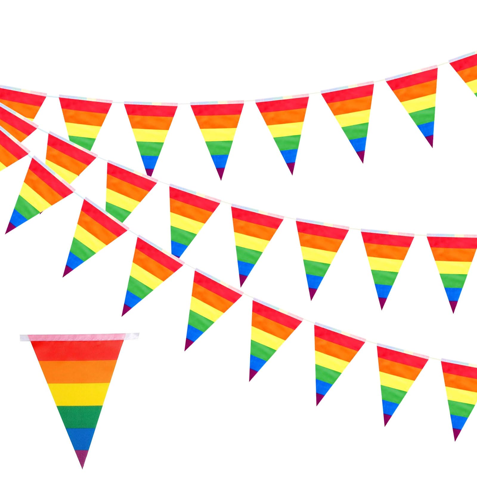 iwiio 26.2ft Pride Bunting Flags, Gay Pride Flag, 25 Triangle Flags ...