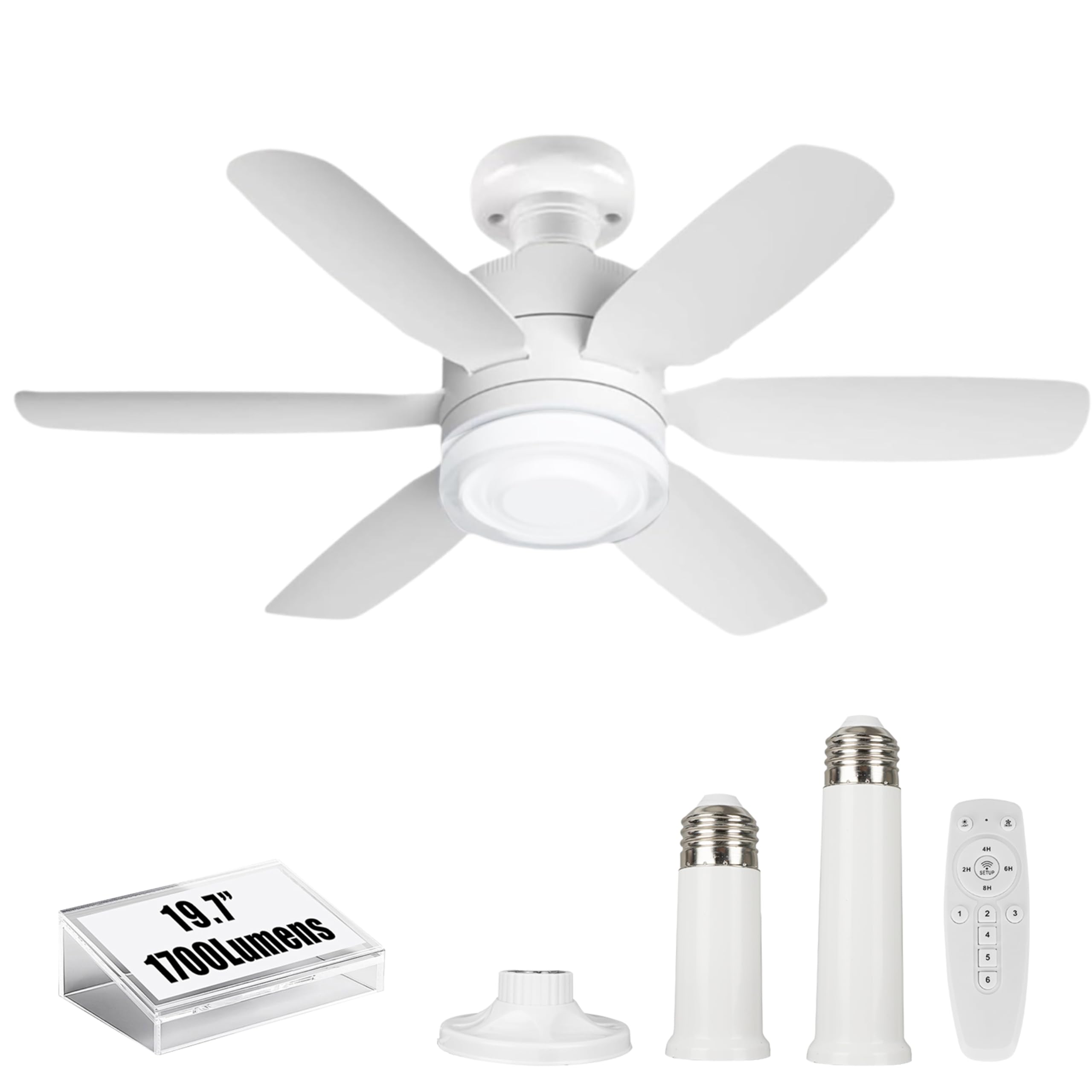 Amazon.com: 19.7" Socket Fan Light with Remote 1700 LM Dimmable LED ...
