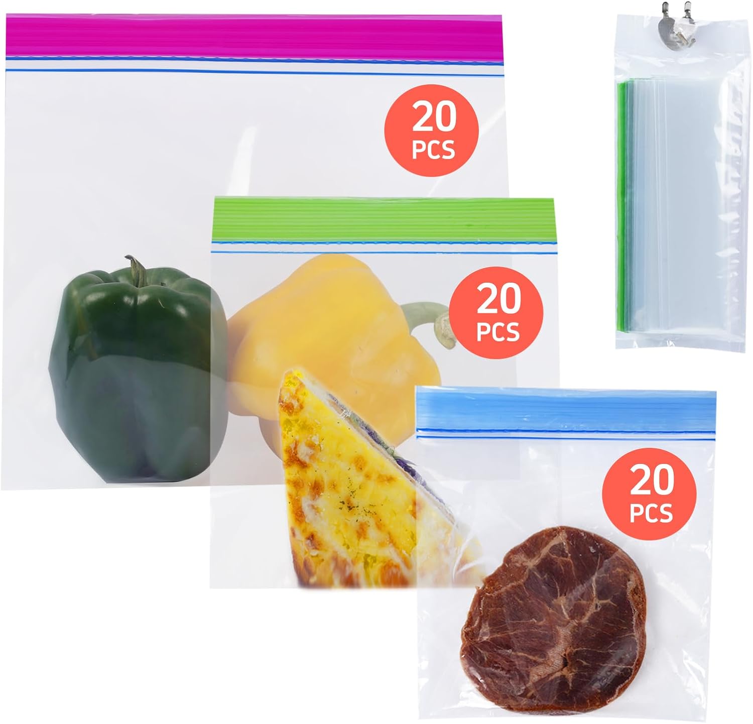 Amazon.com: Mstar Packing 60 Count 3 Sizes Freezer Bags Food Storage ...