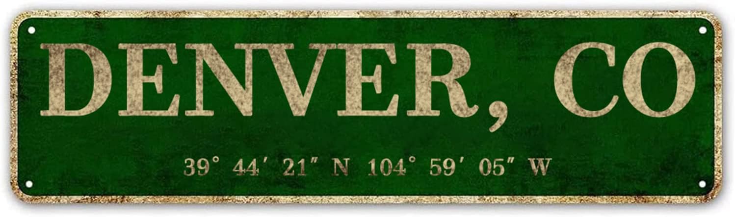 Amazon.com: LINStore Denver, CO City Sign Rustic Vintage Metal Art Wall ...