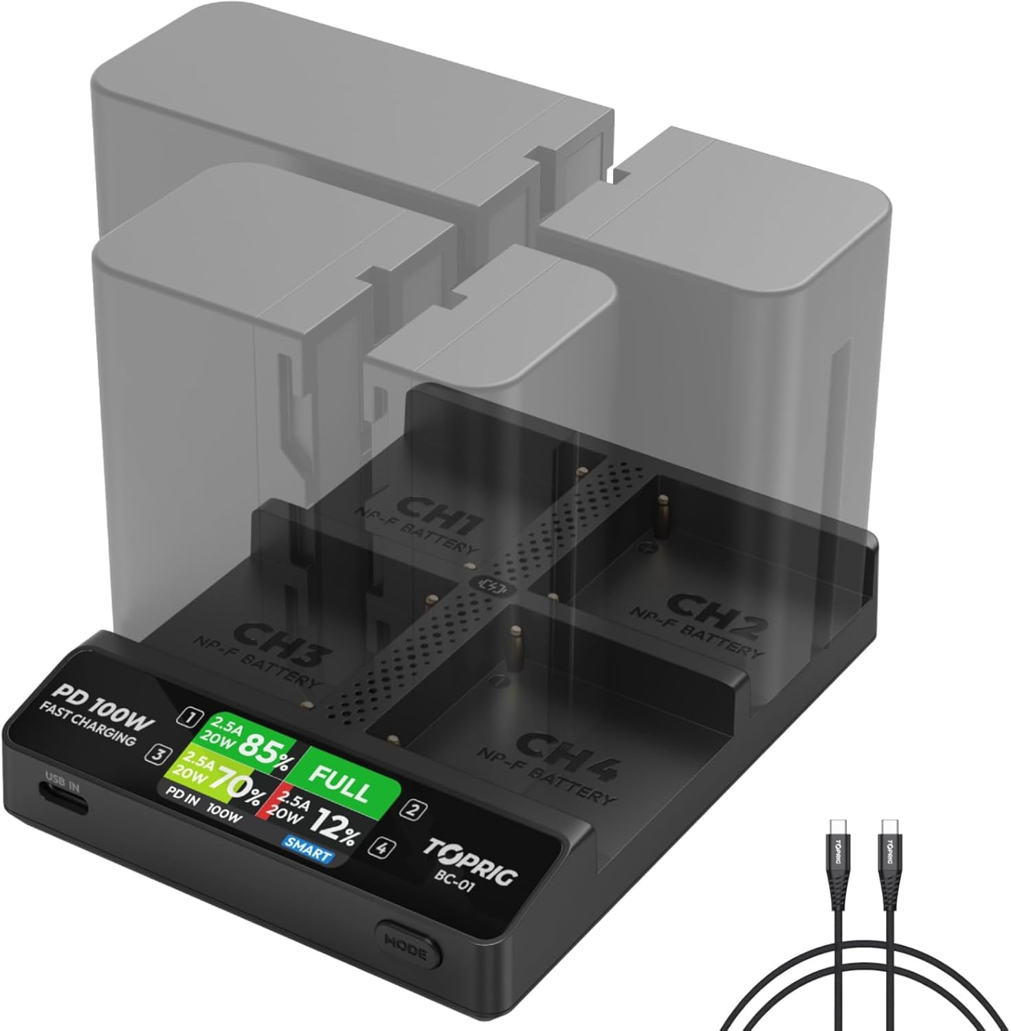 Amazon.com: Accsoon Toprig NP-F970 4-Channel Camera Battery Charger ...