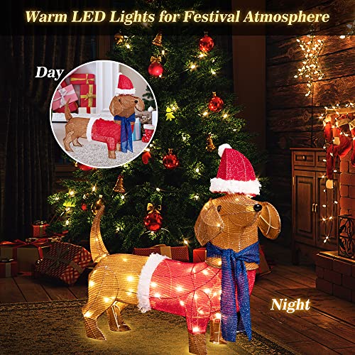 Snapklik.com : Shintenchi 2ft Christmas Tinsel Wiener Dog Lighted ...
