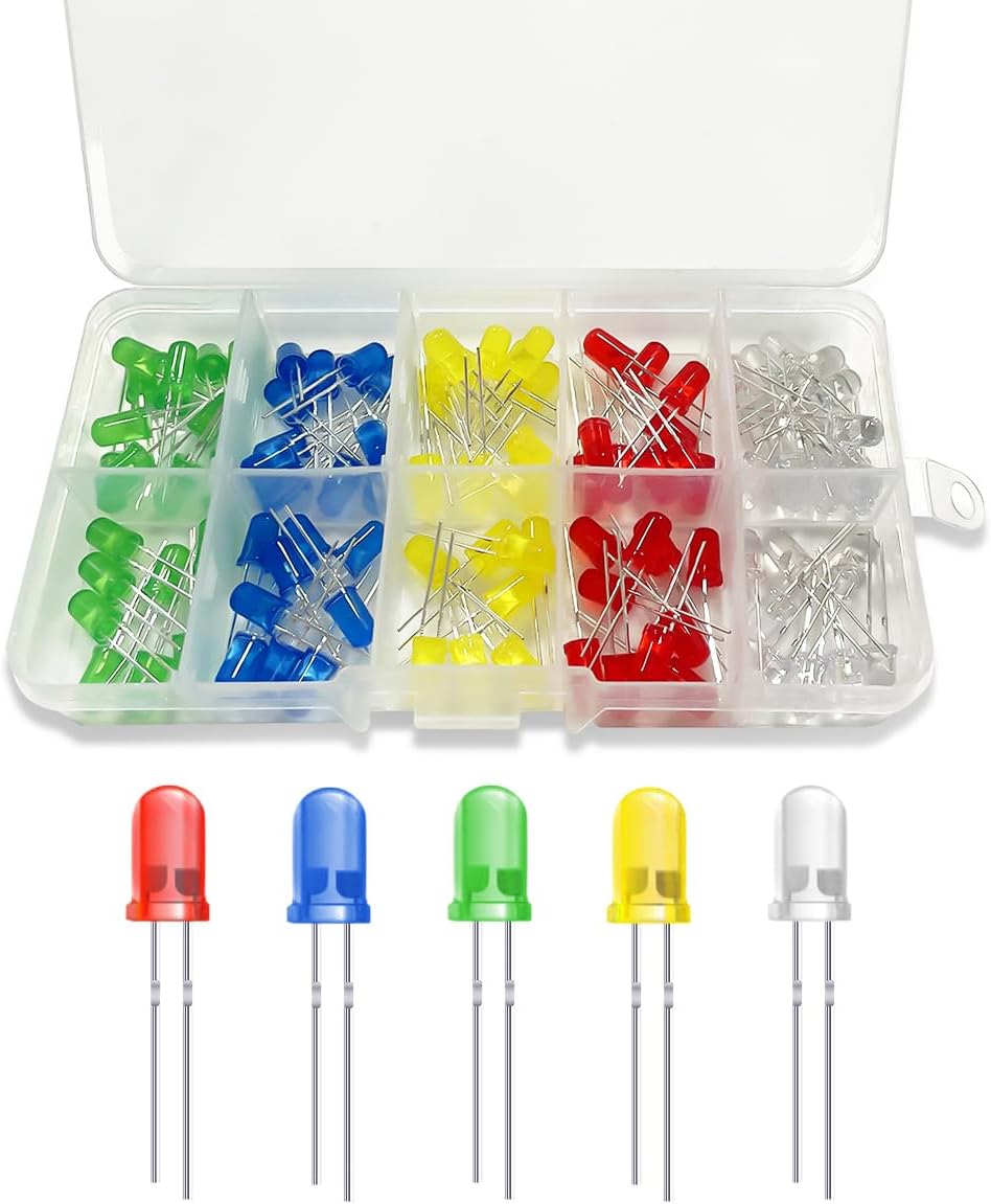 WELANE LED Light Emitting Diode, 100 PCS Round Colorful Christmas and ...