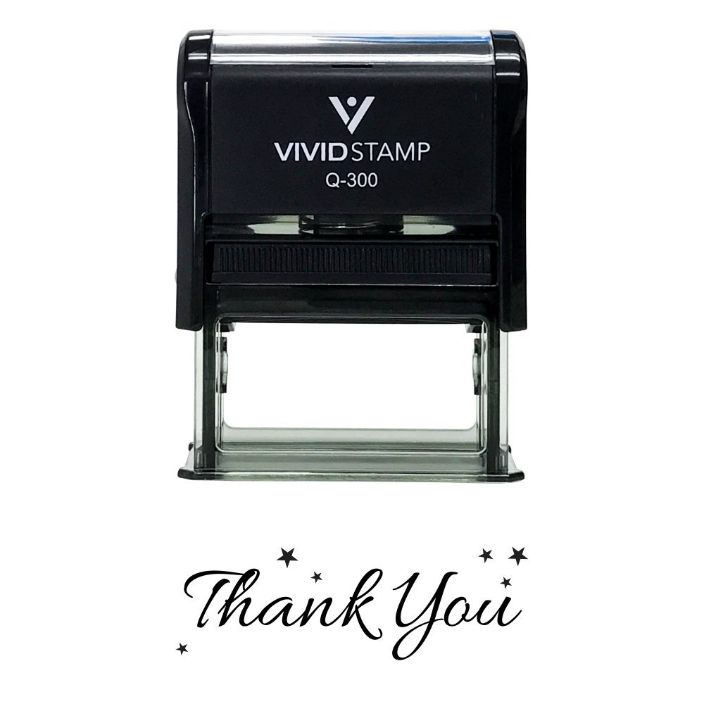 Amazon.com : THANK You w/Stars Self Inking Rubber Stamp (Black Ink ...