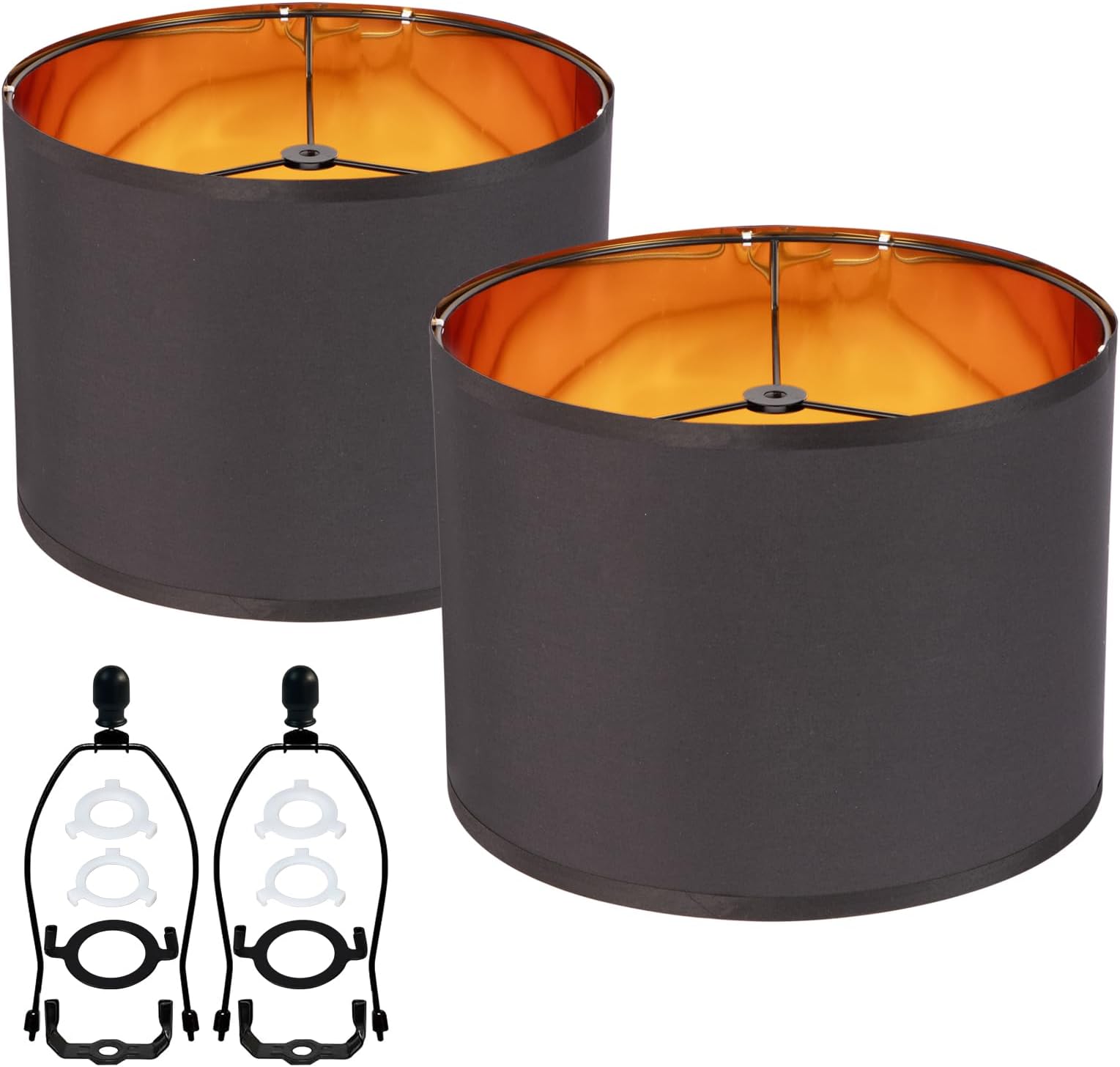 Duoerwo Black Large Farmhouse Drum 12 Inches Lamp Shades Set Of 2 ...