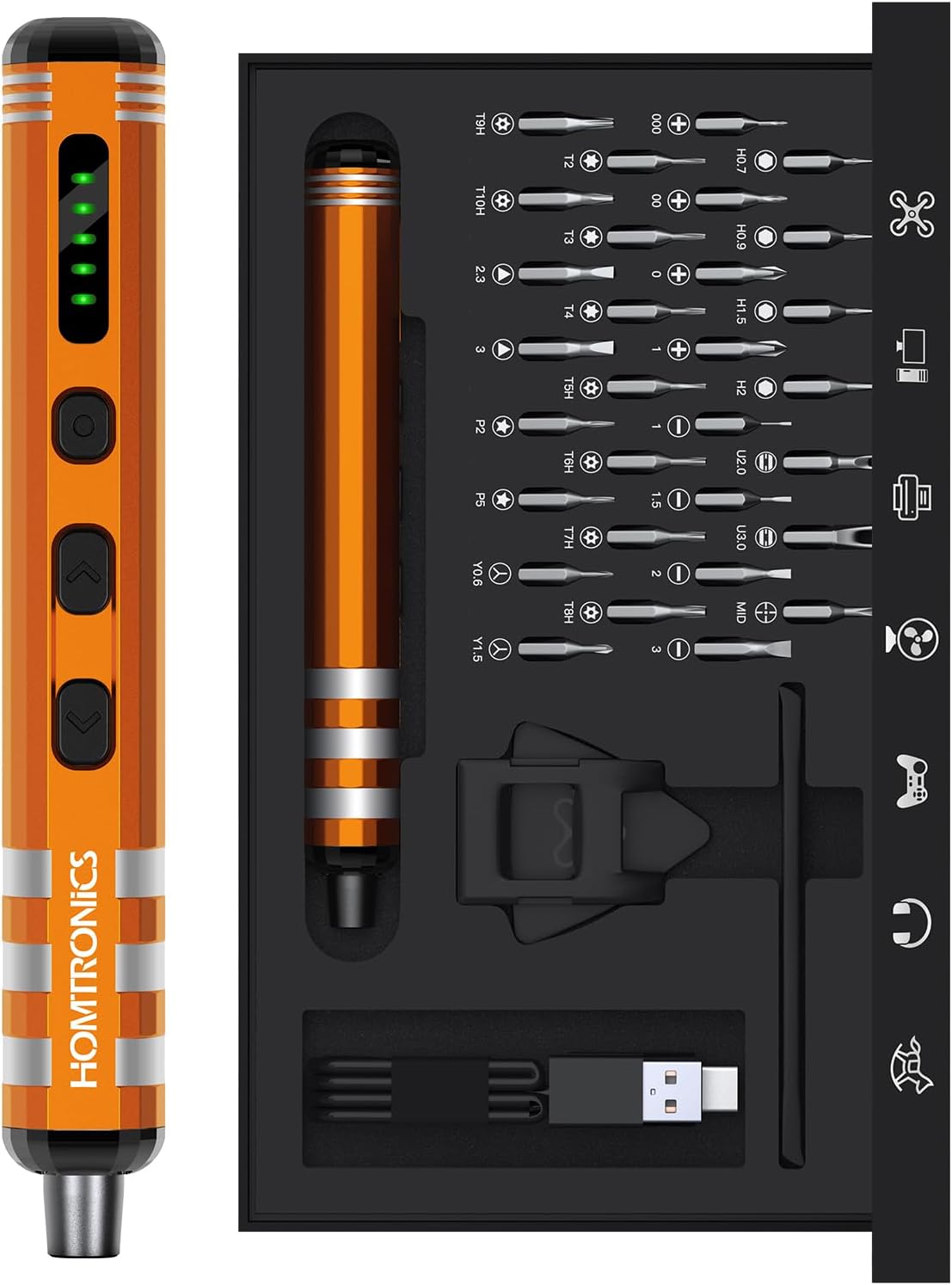 Homtronics Mini Electric Screwdriver Set, [5 Adjustable Torque Level ...