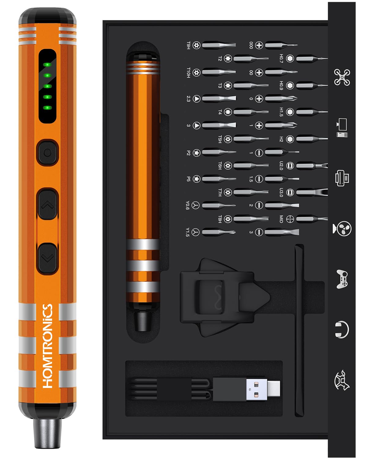 Homtronics Mini Electric Screwdriver Set, [5 Adjustable Torque Level ...