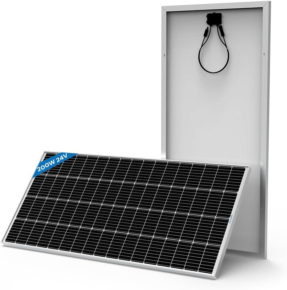 Amazon.com : Solar Panel 200W 24 Volt,Monocrystalline High Efficiency ...