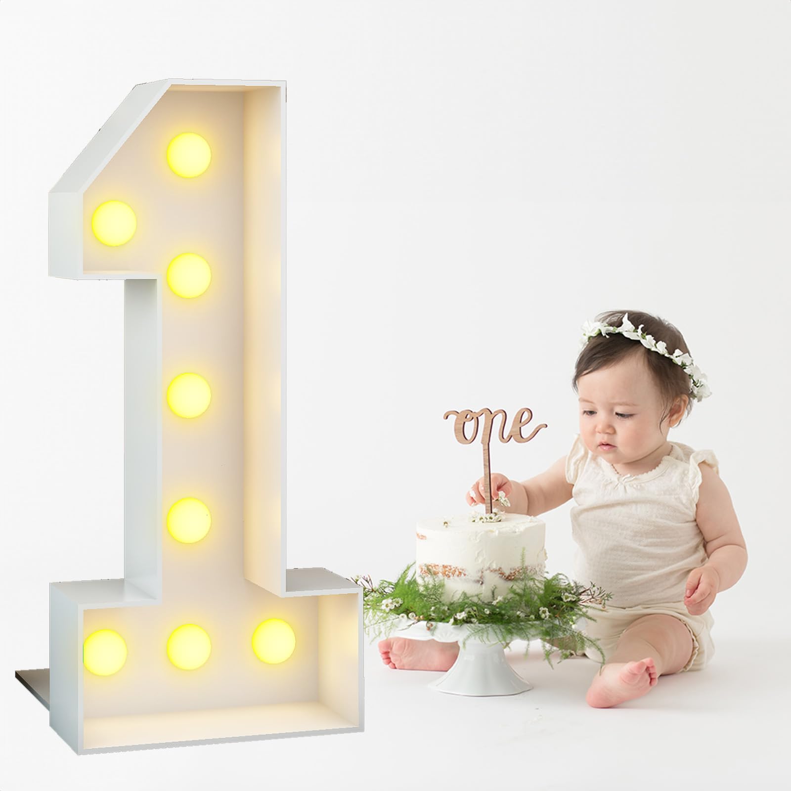 Snapklik.com : 4ft Light Up Number 1 White Large Numbers