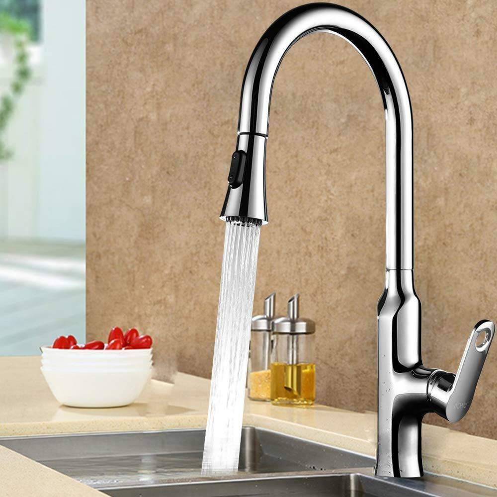 Buy Swivel Spout Kitchen Sink Mixer Tap with Pull-Out Sprayer Modern ...