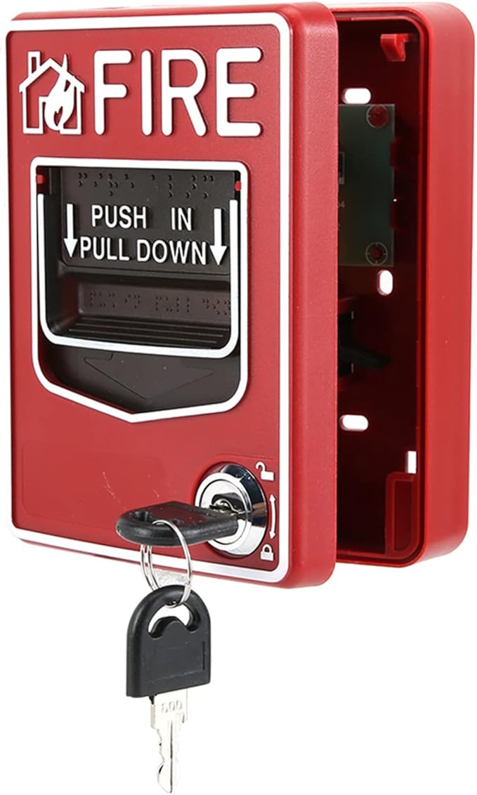 Manual Butt 9-28Vdc Manual Multiple Wire System Safety Fire Pull Station Alarm Button Call Point ...