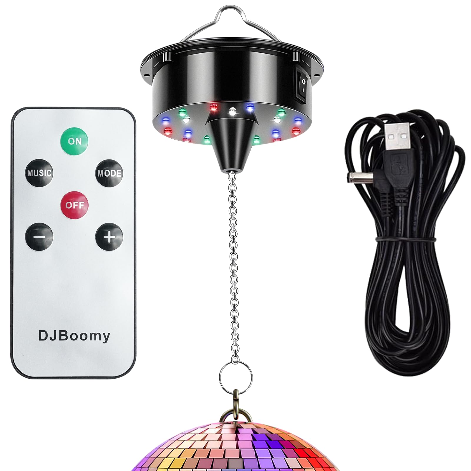 Rotating Disco Ball Motor Lights with Remote, 3-15RPM Adjustable Speed ...