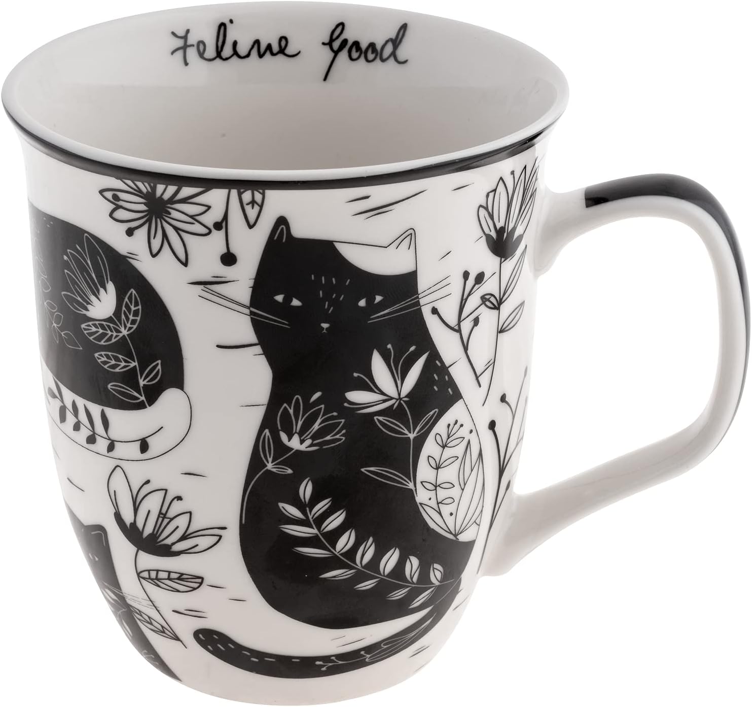 Amazon.com: Lily's Home Cute Fishing Black Cat Mug for Coffee and Tea ...