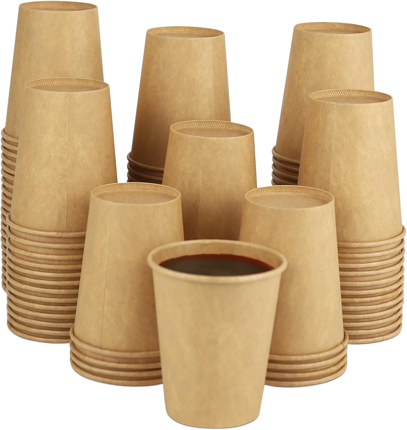 Amazon.com: Kuerqi Paper Cups, 100 Pack 8 Oz Kraft Disposable Cups ...